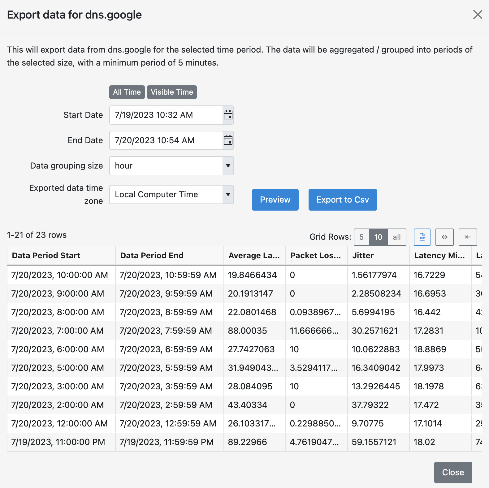 Export to CSV